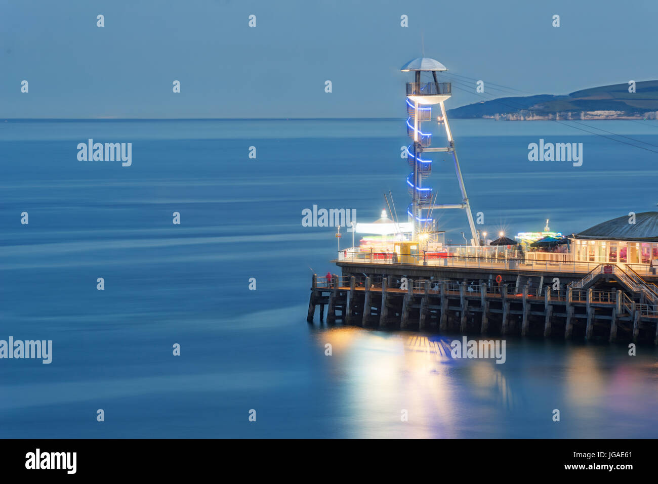 Bournemouth seafront at night on a warm summer's evening Stock Photo ...