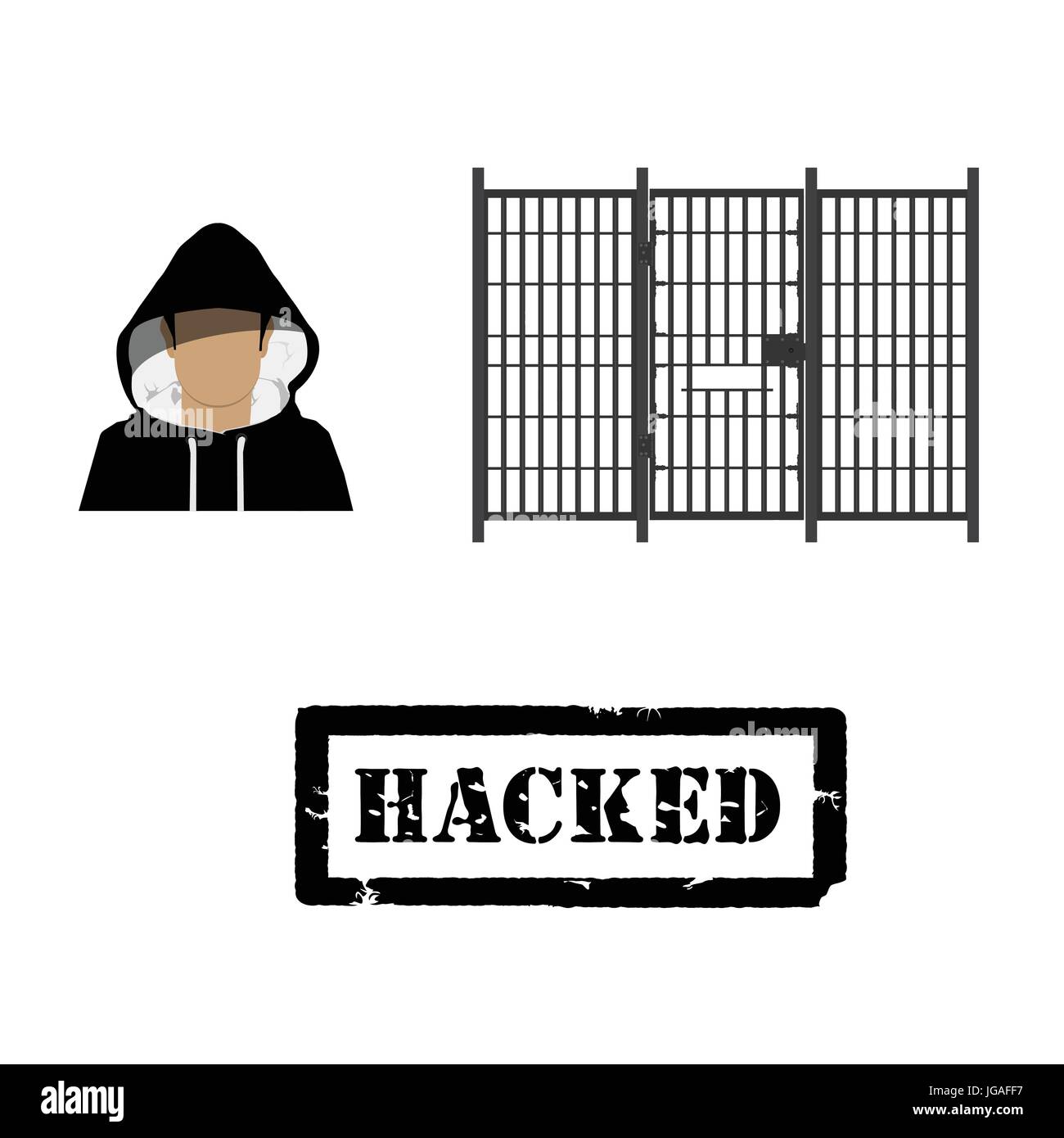 Vector illustration hacker internet computer security technology flat ...