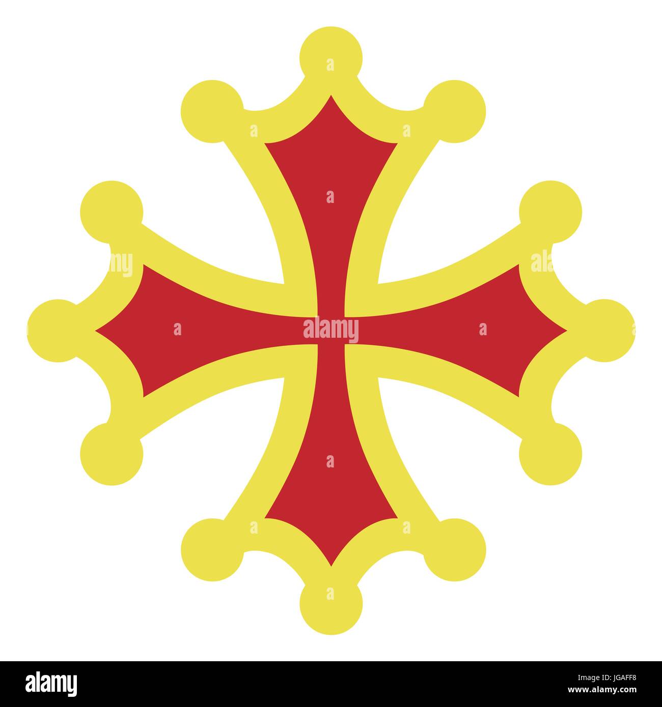 Vector illustration golden and red occitan cross sign, symbols or icon ...