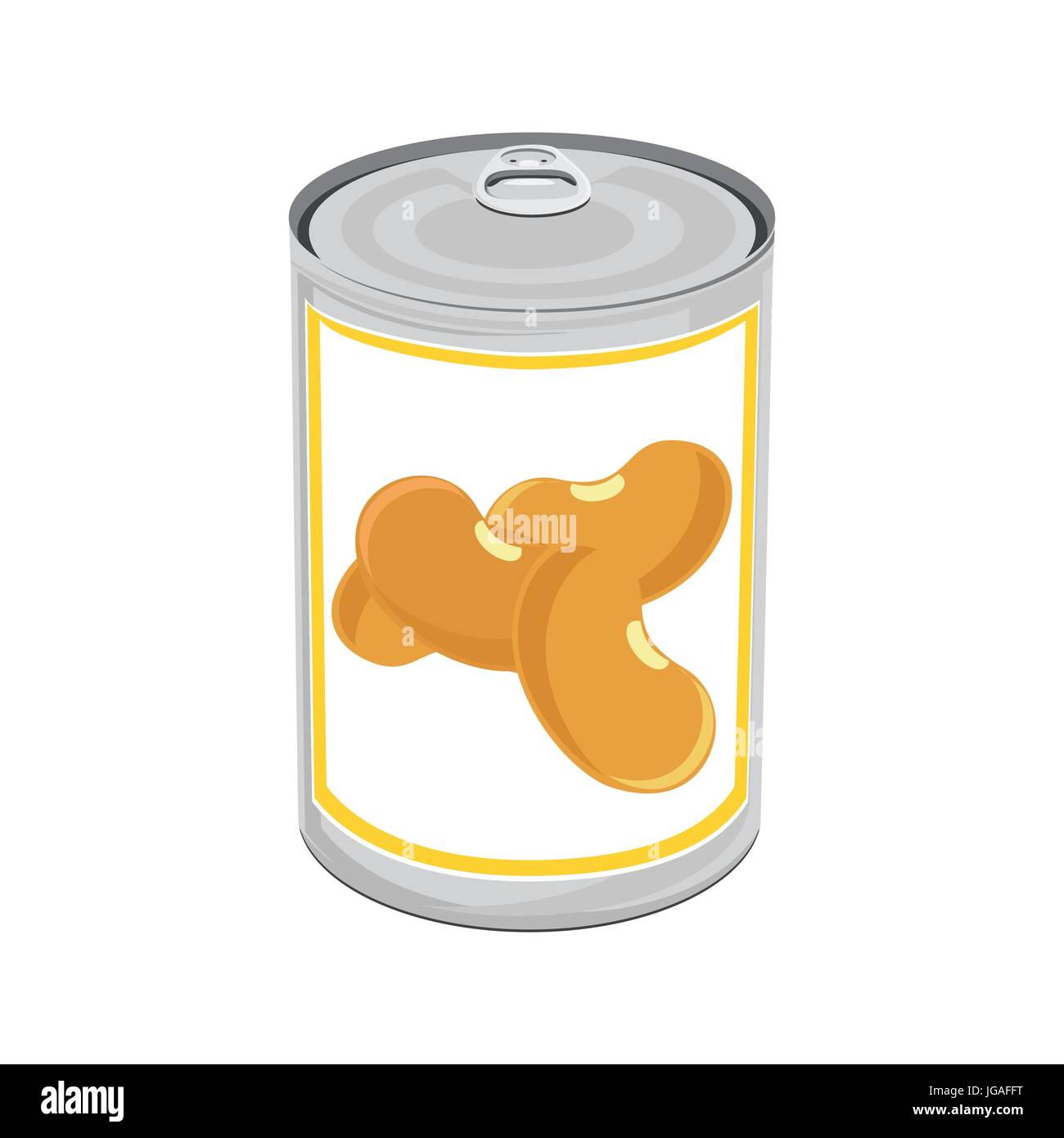 Vector illustration aluminum can with beans. Canned food. Metal tin can ...
