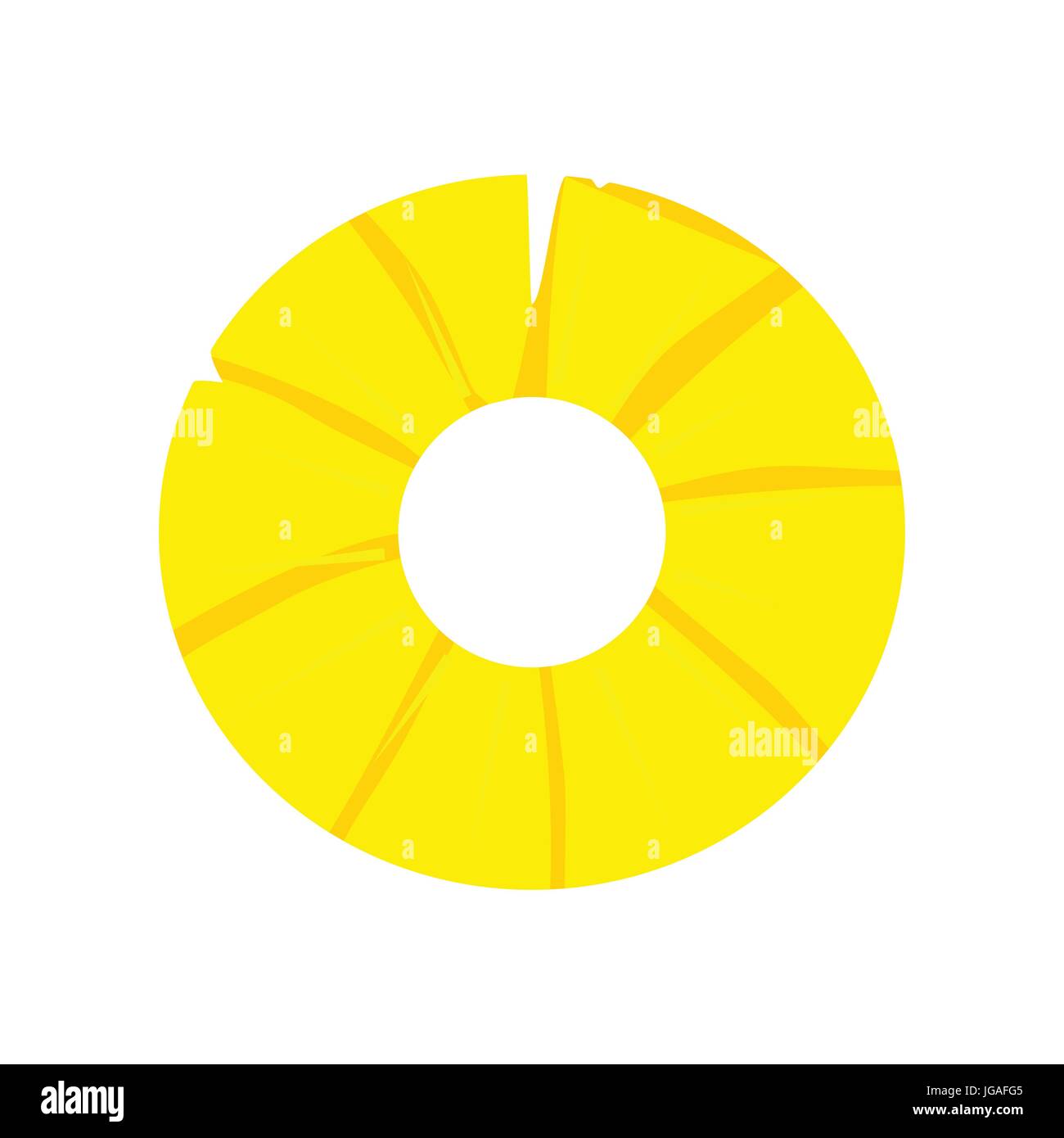 Vector illustration round pineapple slice icon isolated on white ...