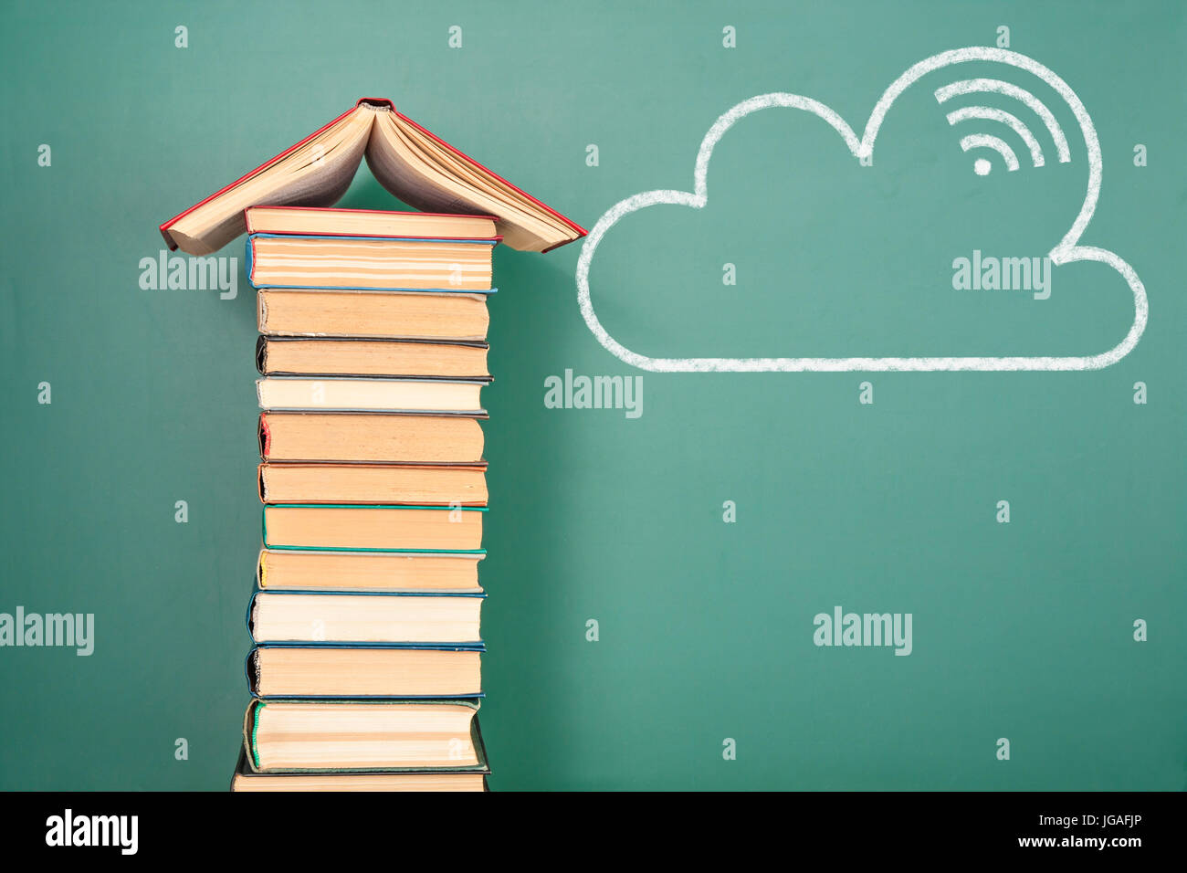 Cloud computing concept with books as a database Stock Photo - Alamy