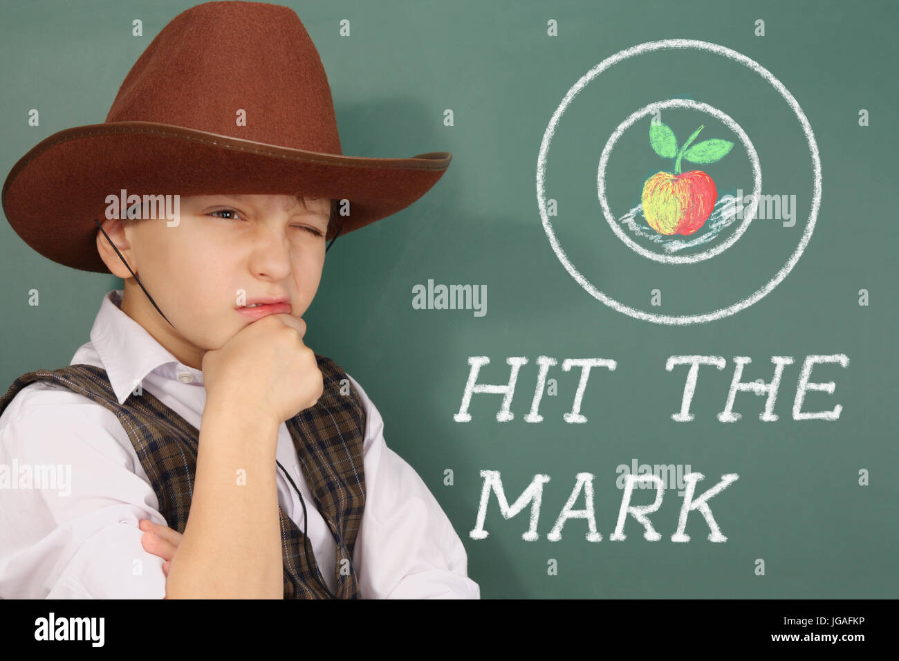Hit the mark, funny education concept Stock Photo - Alamy