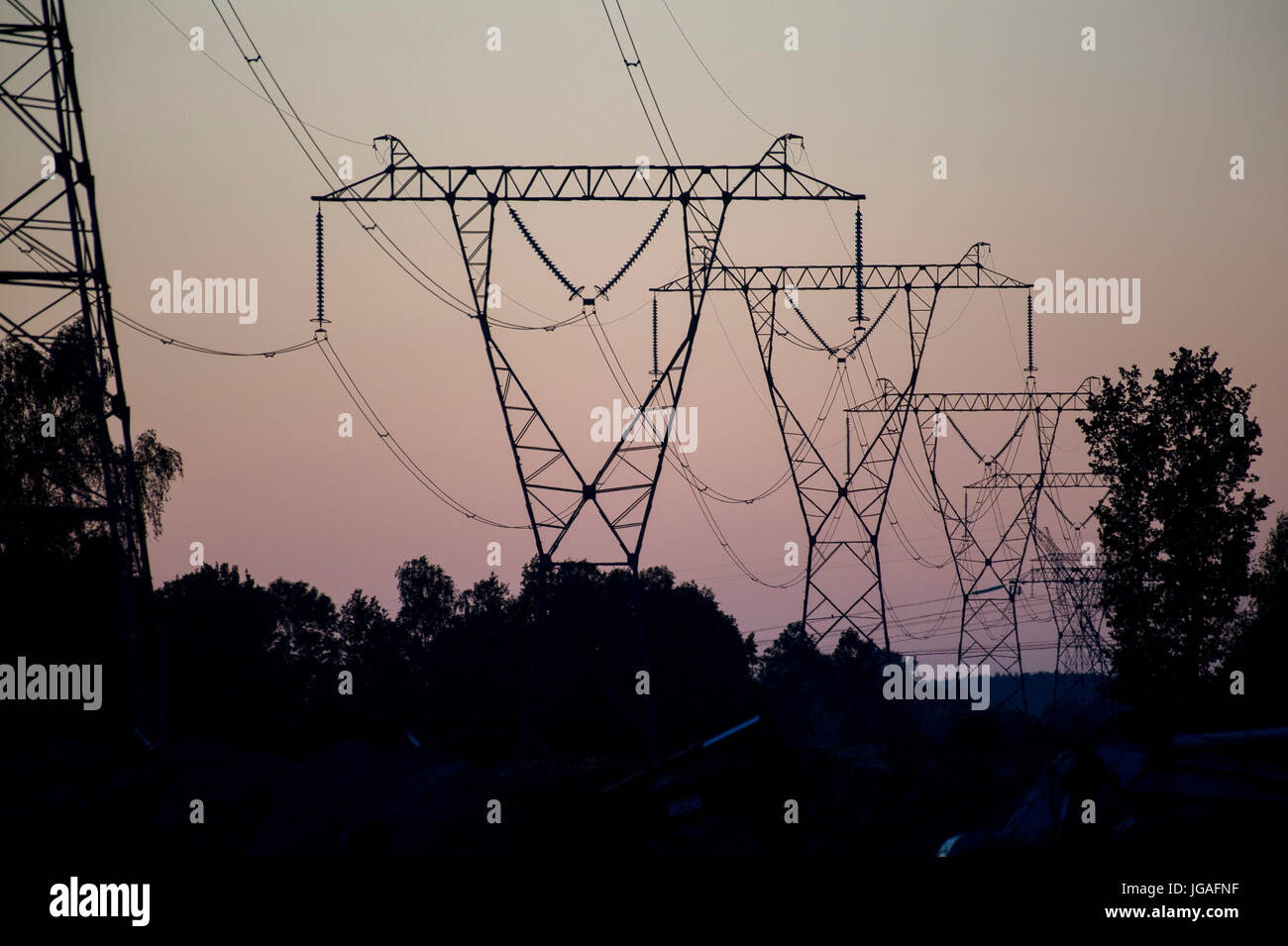 High voltage power lines in Cedry Male, Poland 21 June 2017 © Wojciech ...