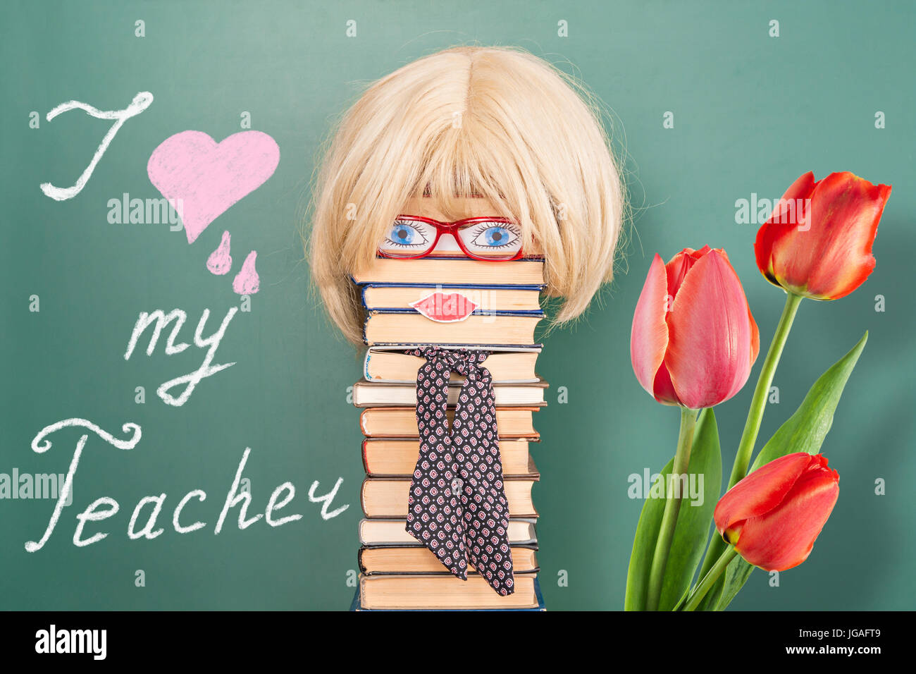 I love my Teacher, funny education concept with women teacher and ...