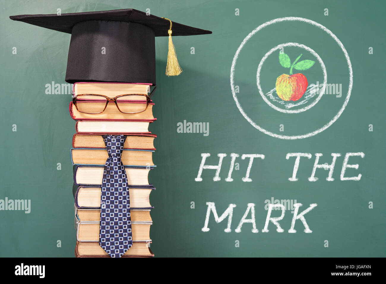 Hit the mark, funny education concept Stock Photo - Alamy