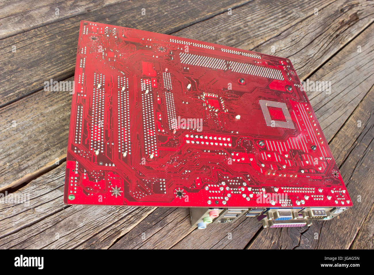 Hardware motherboard component on wooden background Stock Photo - Alamy