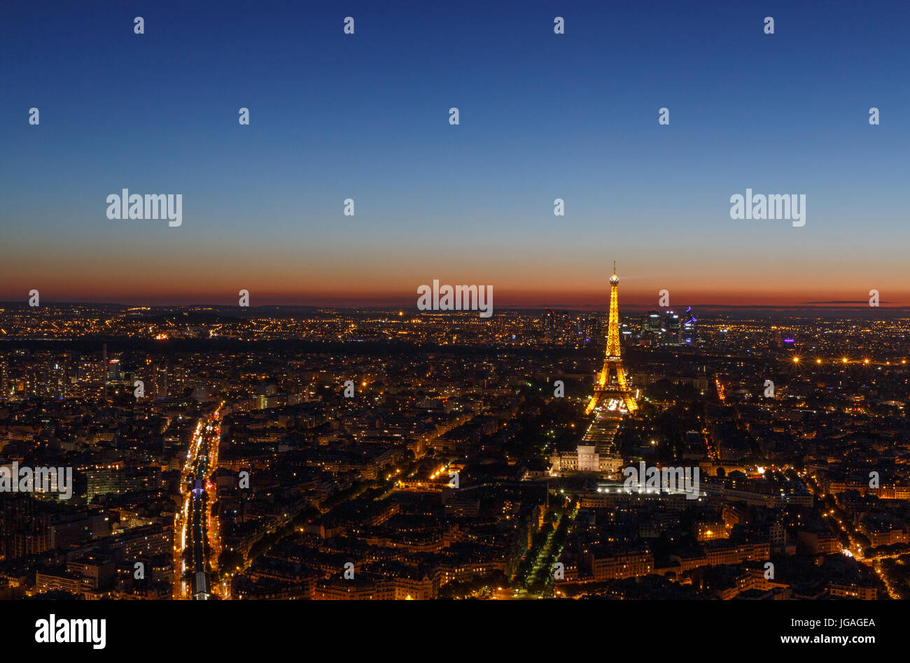 view on downtown of Paris at night, France Stock Photo - Alamy