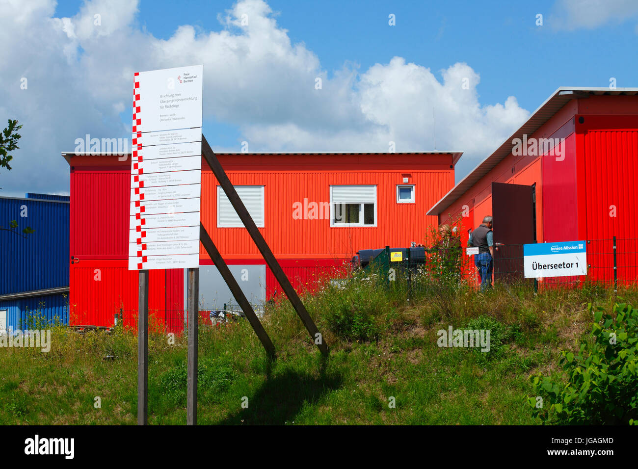 refugee hostel or accommodation in colorful Container, Bremen, Germany ...