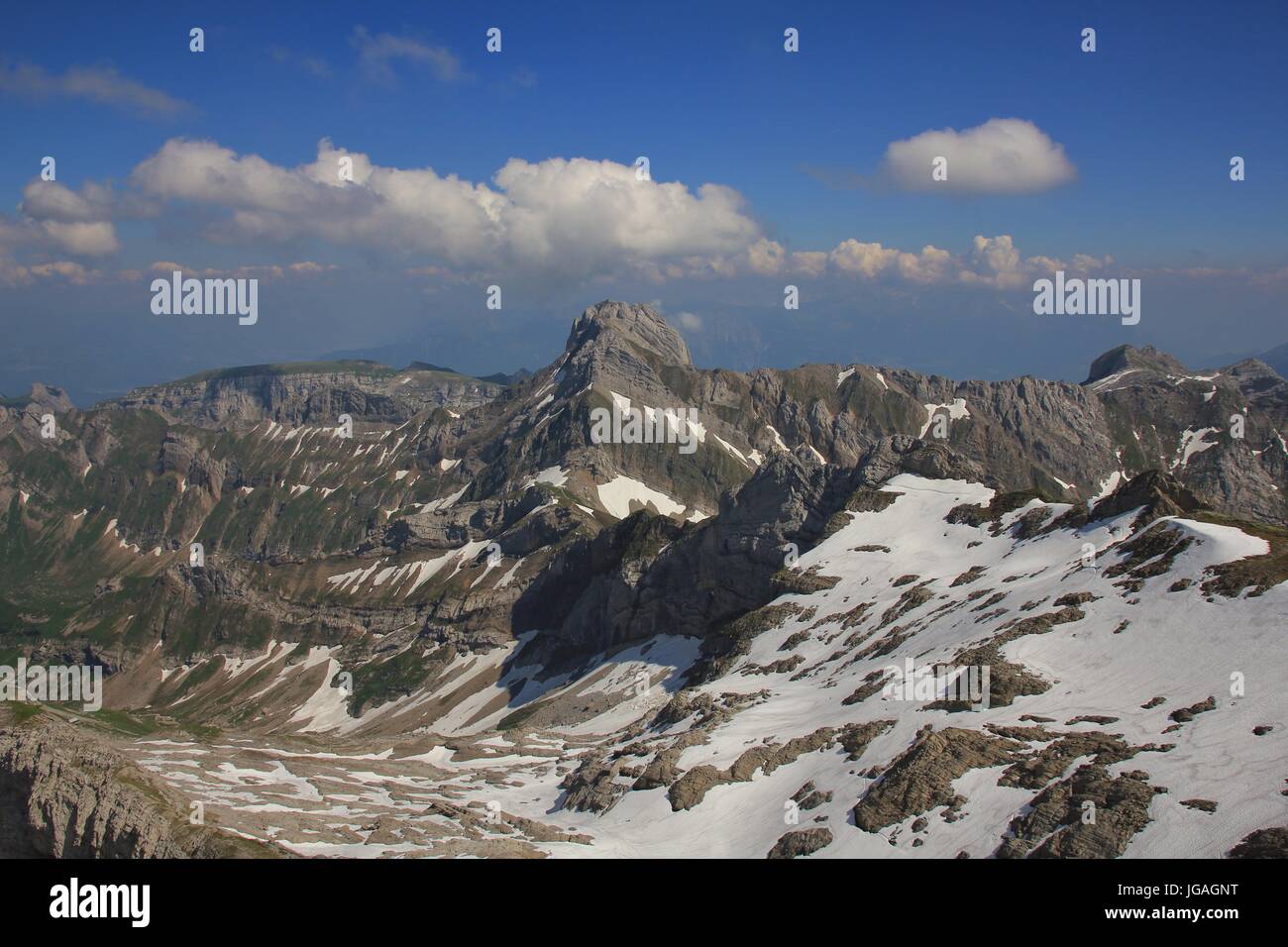 Mountains of the Alpstein Range seen from Mount Santis, Switzerland ...