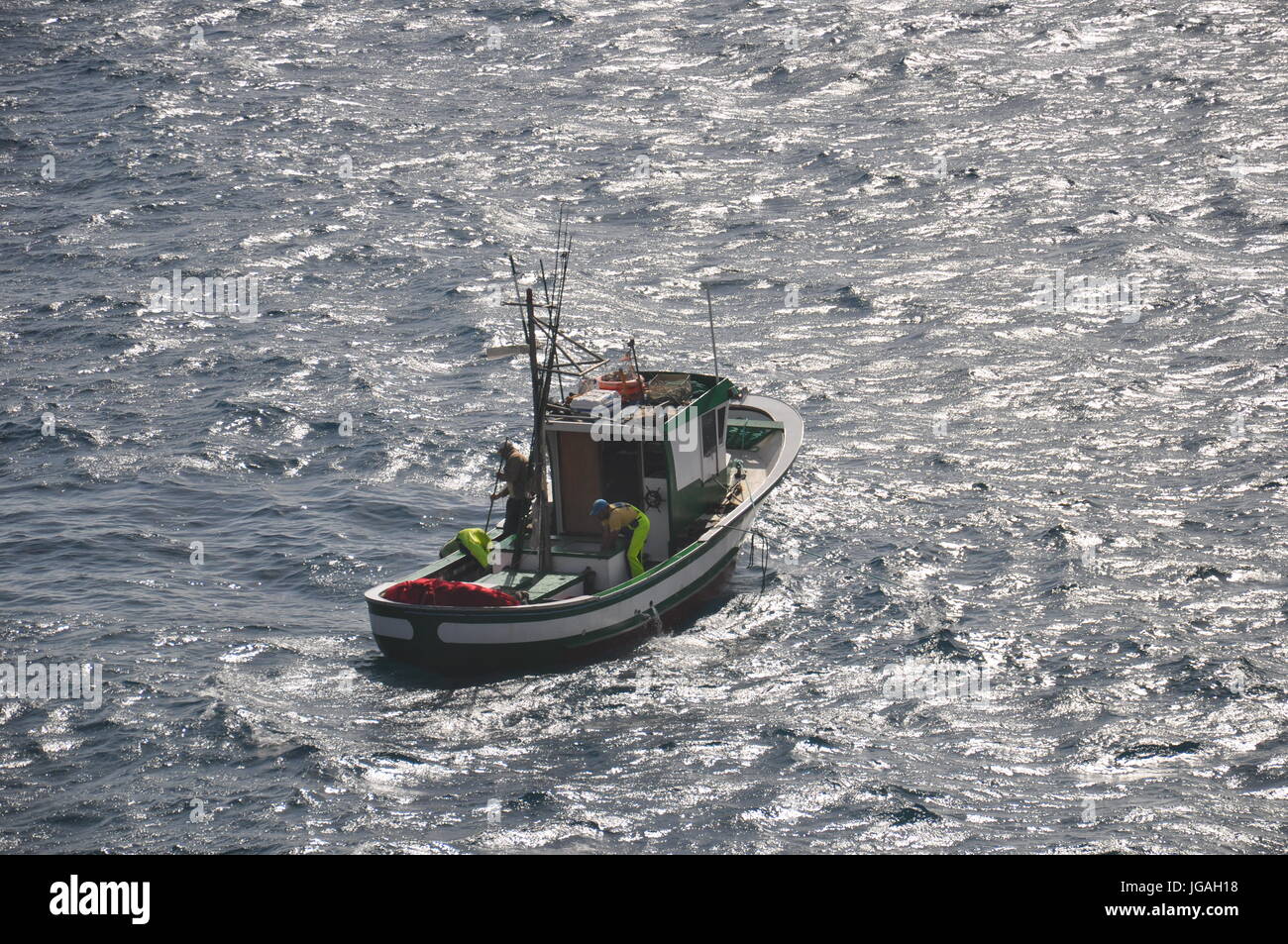 Fishing at sea, ship, fisherman, ocean Stock Photo - Alamy