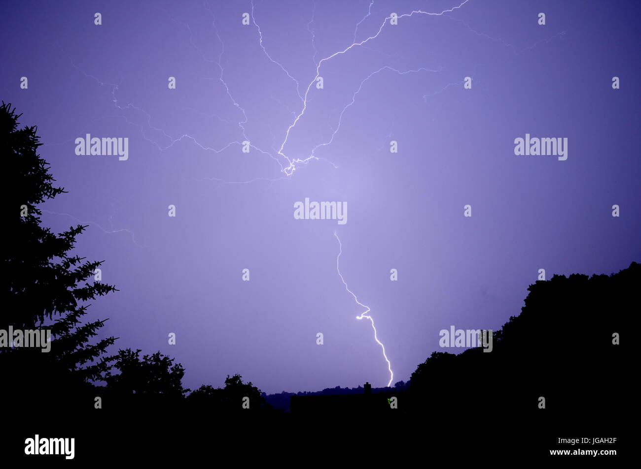 Flash thunderstorm, weather Stock Photo - Alamy