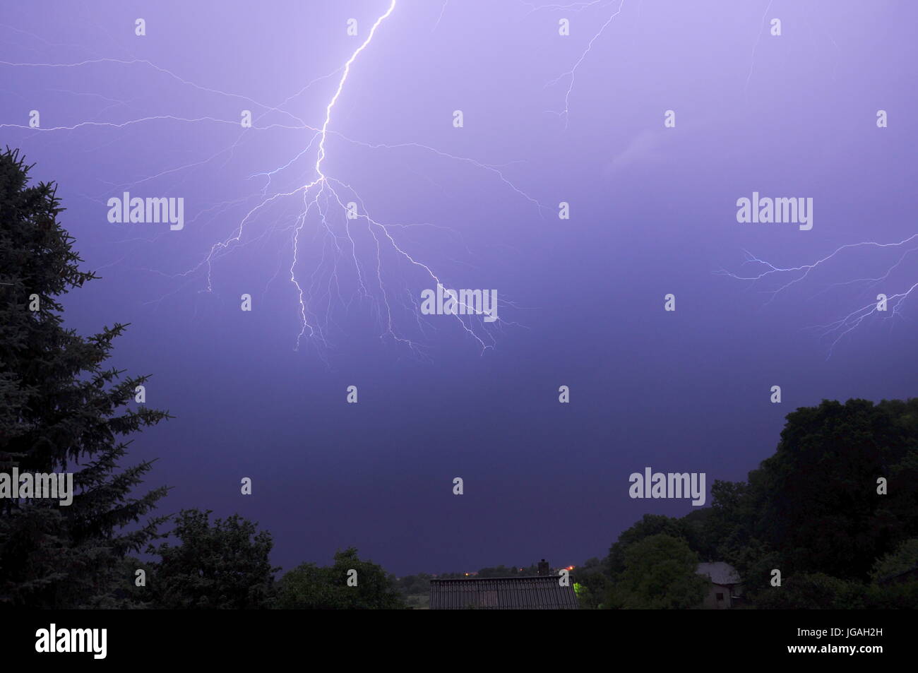 Flash thunderstorm, weather Stock Photo - Alamy