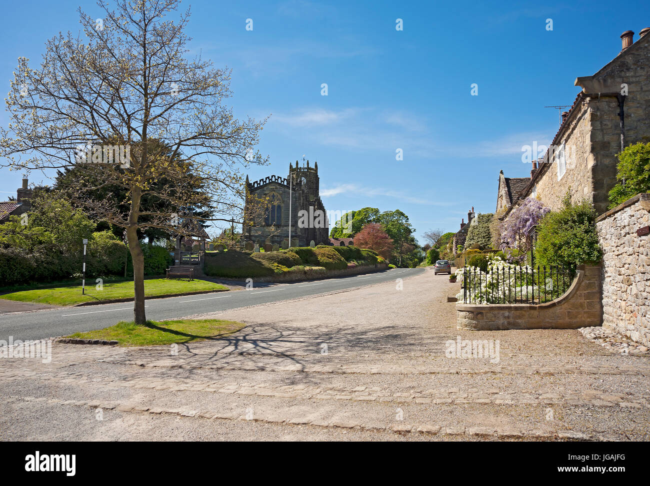The village of Coxwold in spring North Yorkshire England UK United ...