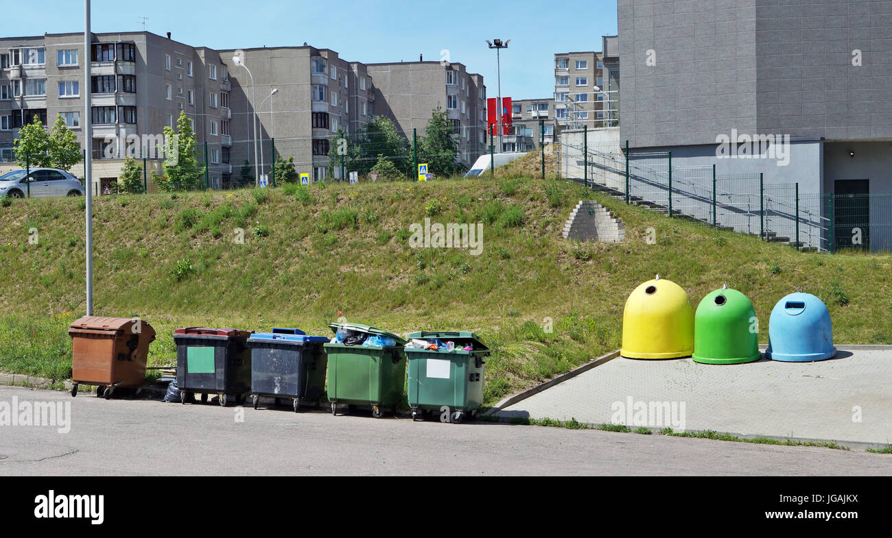 Garbage containers for the unassorted and sorted household garbage are ...