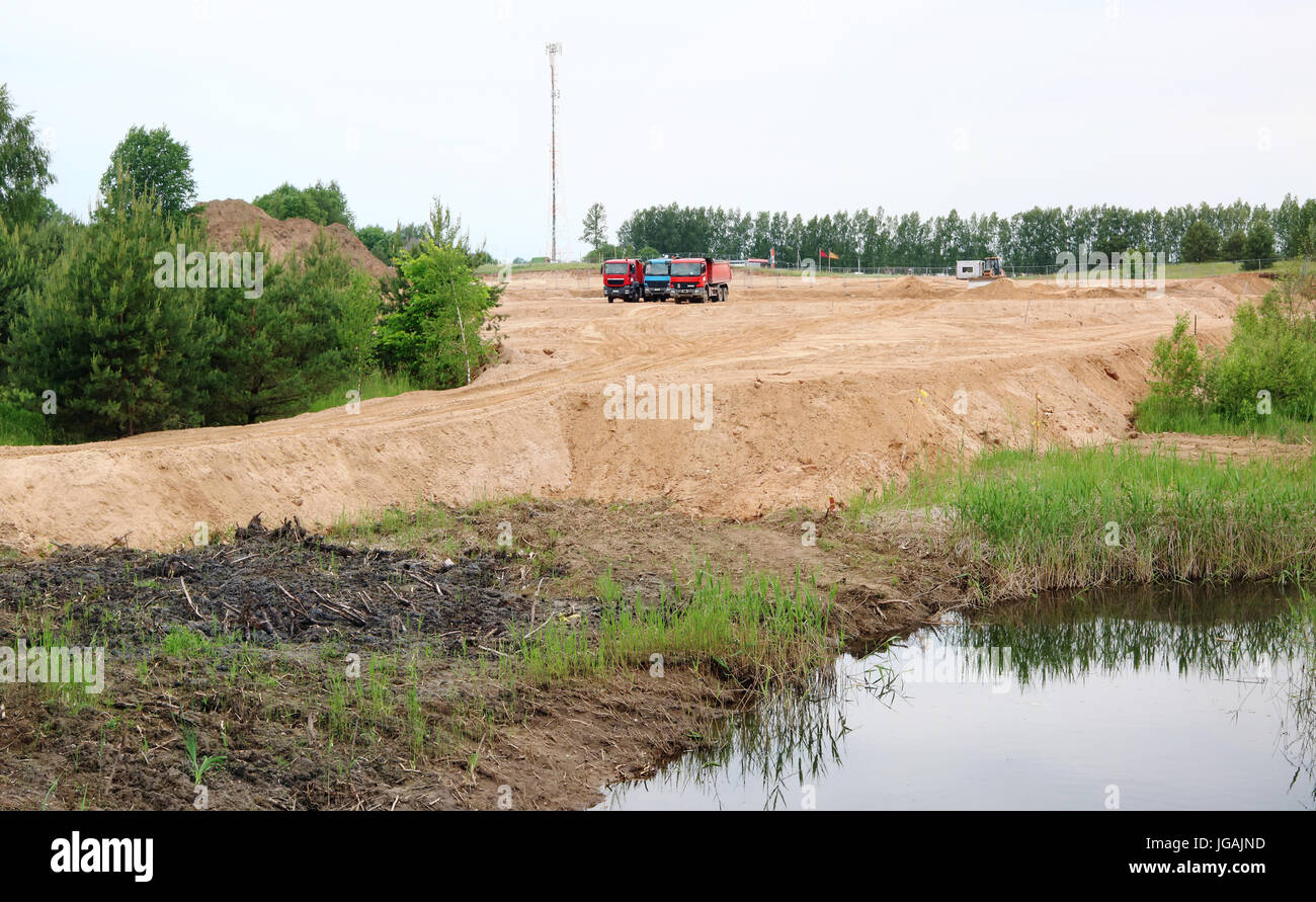 Drainage of the swamp and the beginning of a large construction site in ...