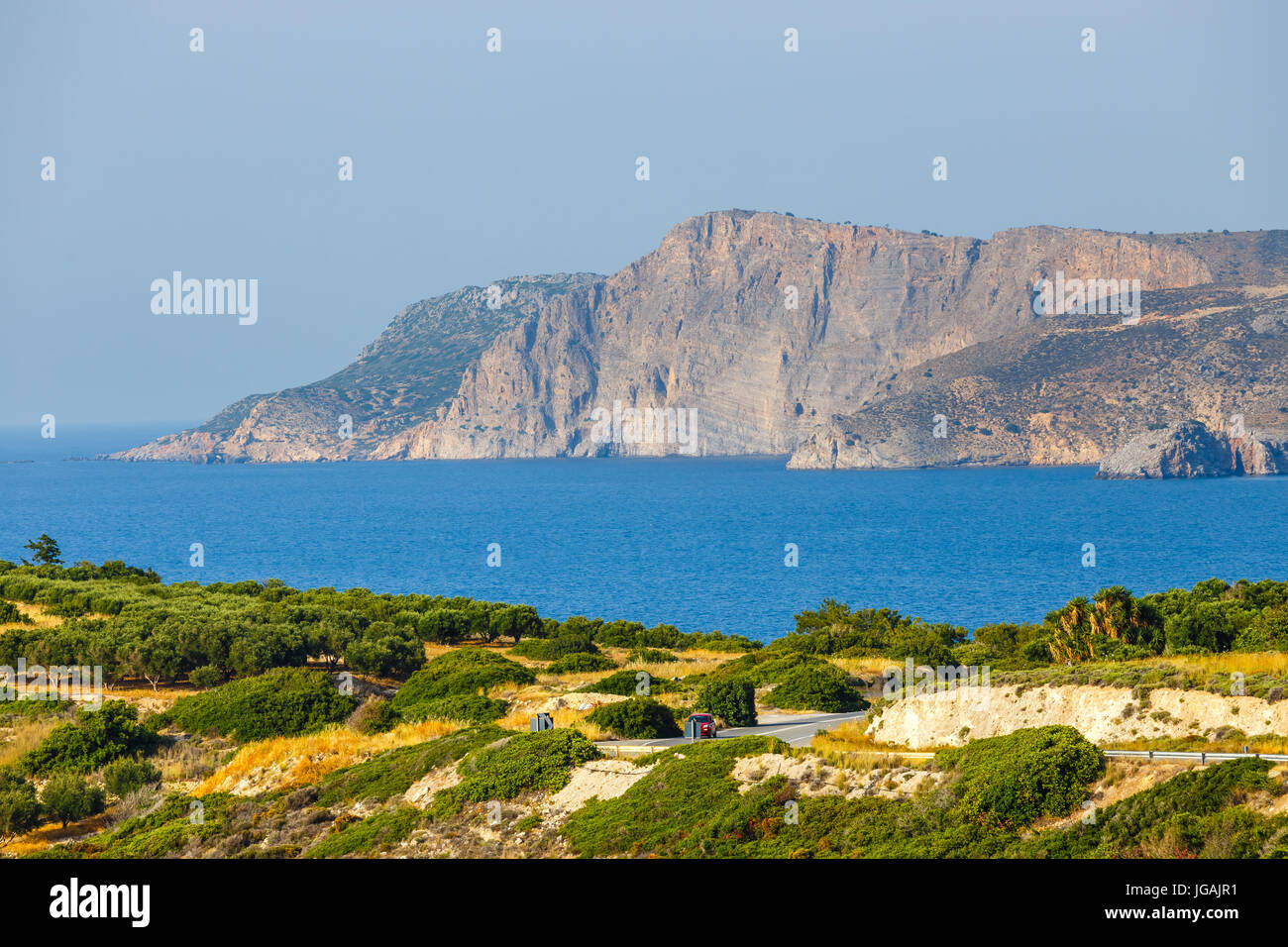 Beautiful greek seascape at sunny day. Place of north Crete, east of ...