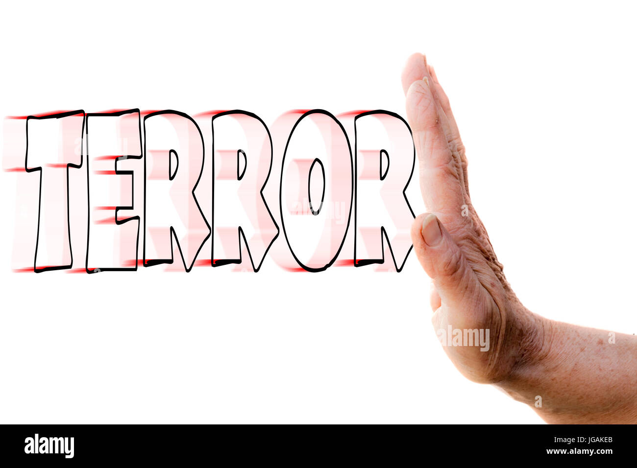 Hand of a woman stopping Terror Stock Photo - Alamy