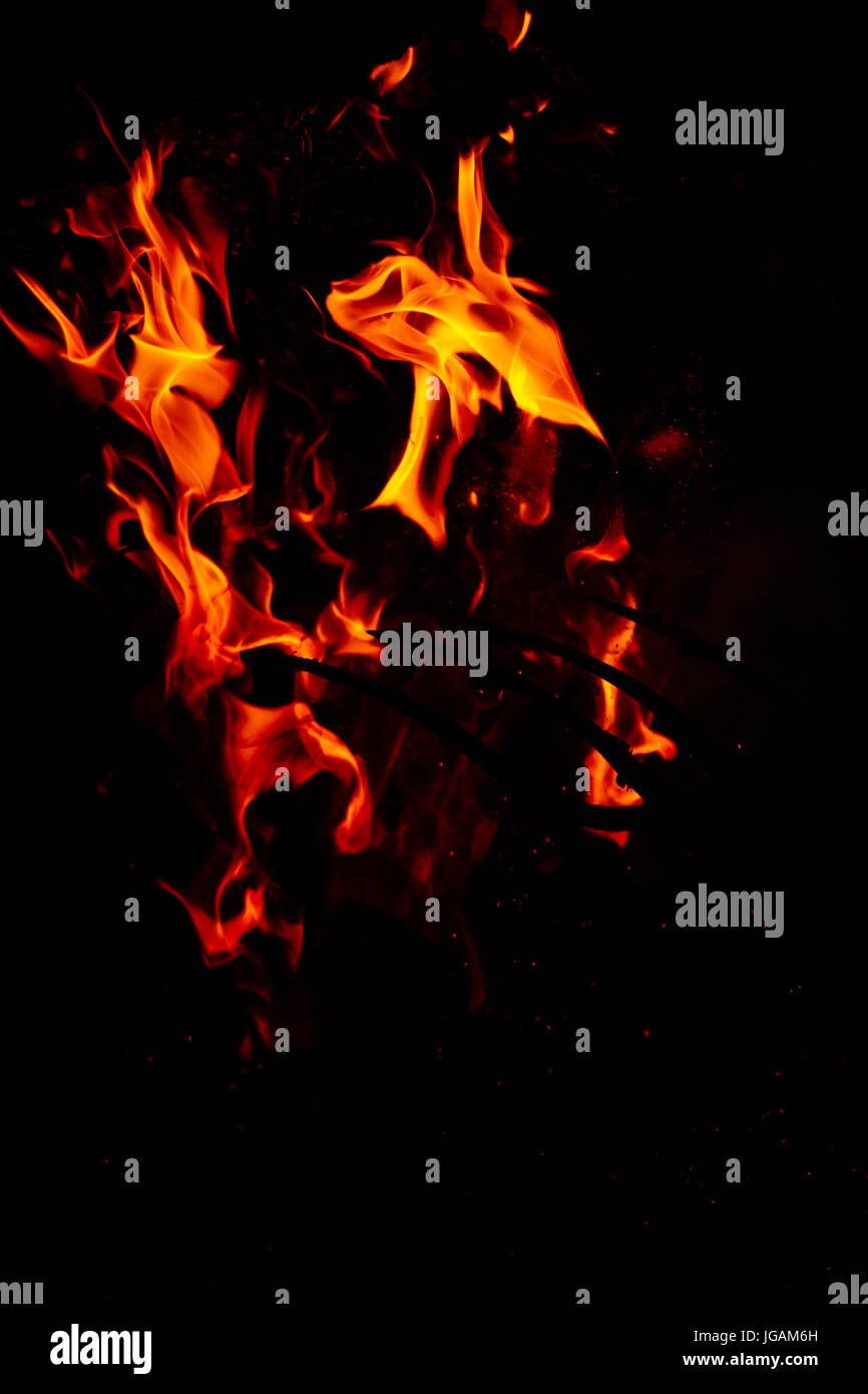 Beautifully colored fire burning with big flames Stock Photo - Alamy
