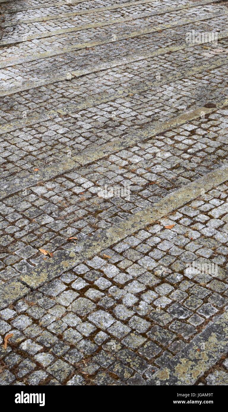 cobblestone area with stairs top view, steps with paving stones Stock ...