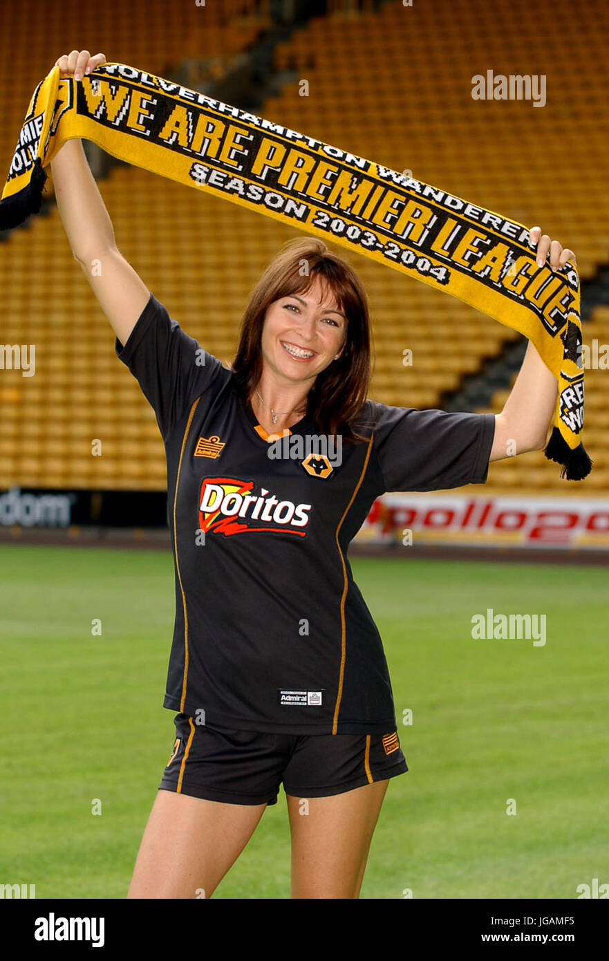 Television presenter Suzi Perry modelling the latest Wolves away strip ...
