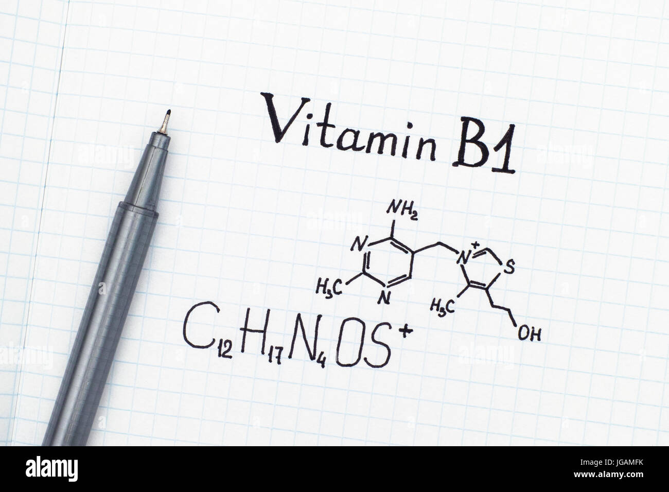 Chemical formula of Vitamin B1 with black pen Stock Photo - Alamy
