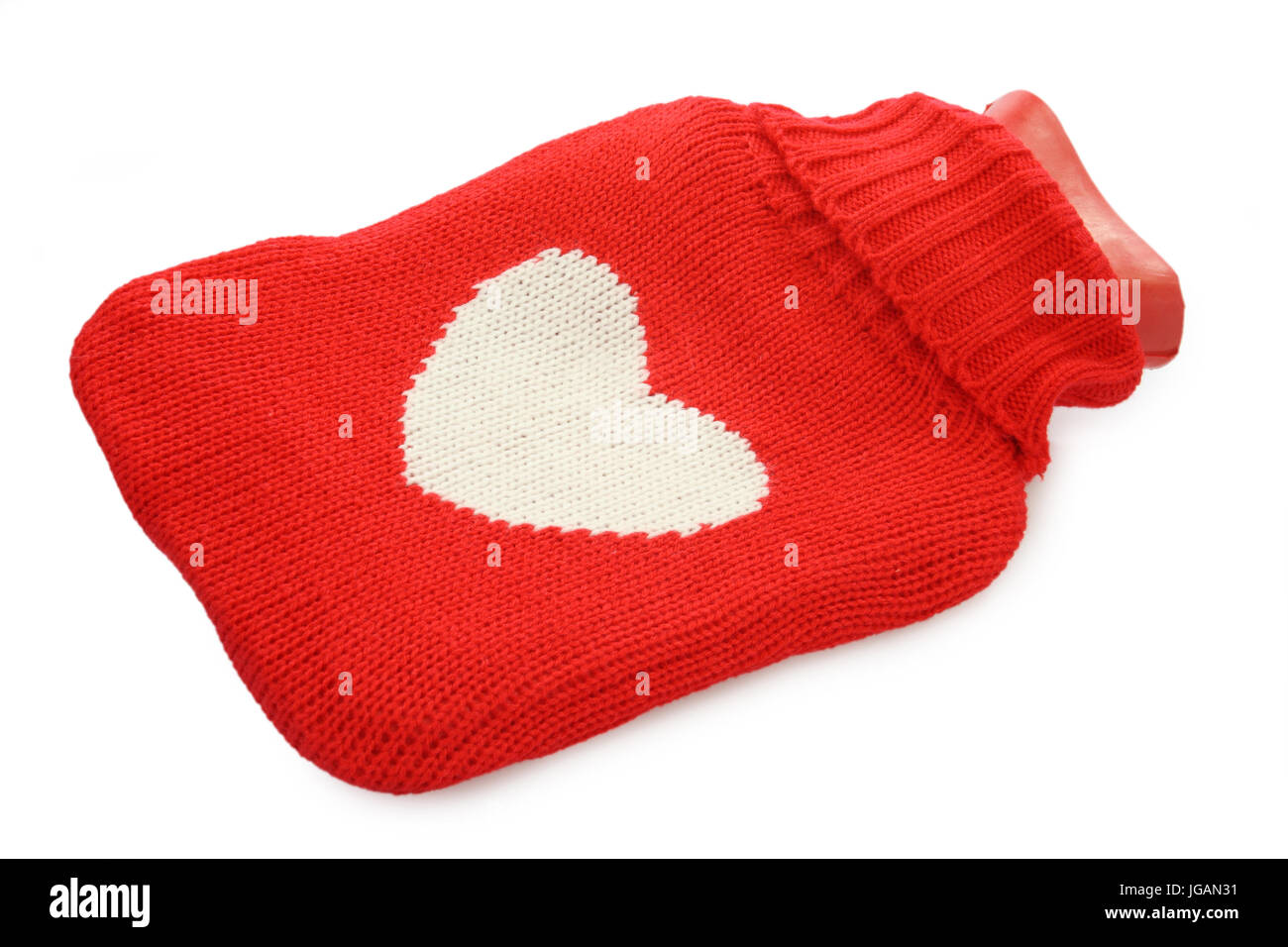 Red hot water bottle. White background Stock Photo - Alamy