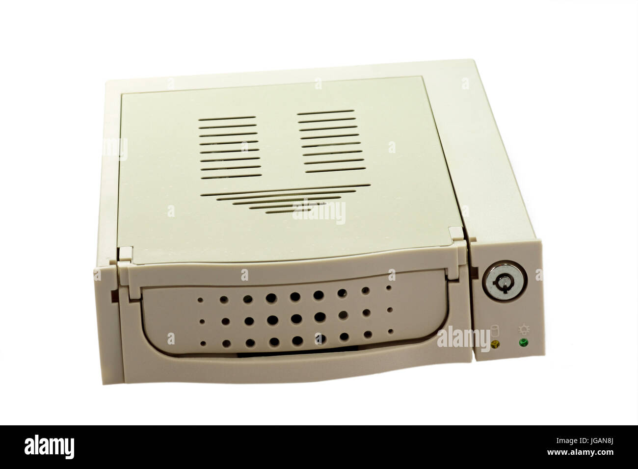 Removable hard disk chassis on white background Stock Photo - Alamy