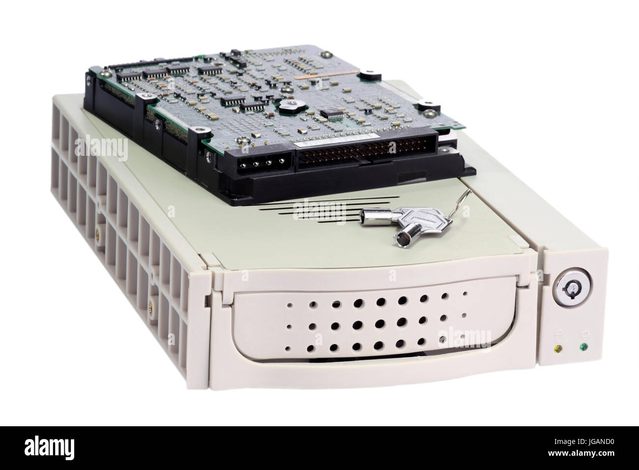 Removable hard disk chassis on white background Stock Photo - Alamy