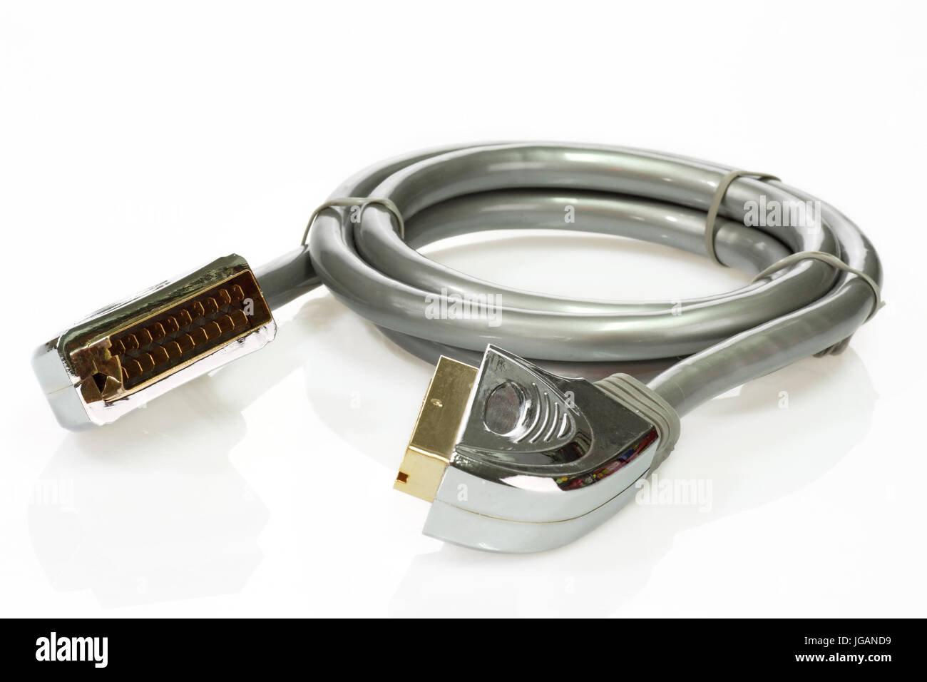 Scart cable over white background Stock Photo - Alamy