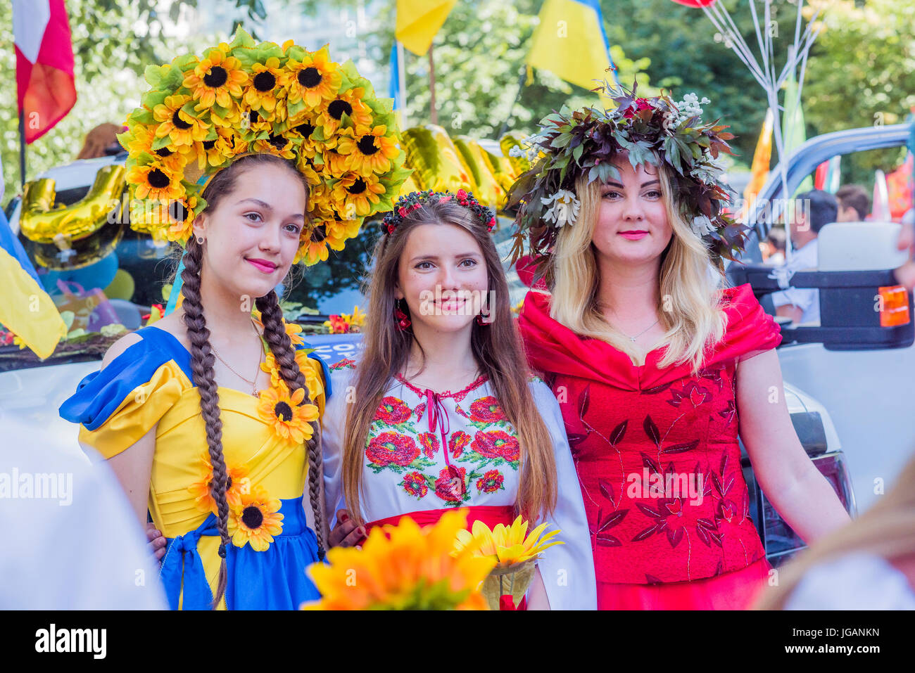 Ukranian girls celebrate at Canada 150, Canada Day Parade, Vancouver ...