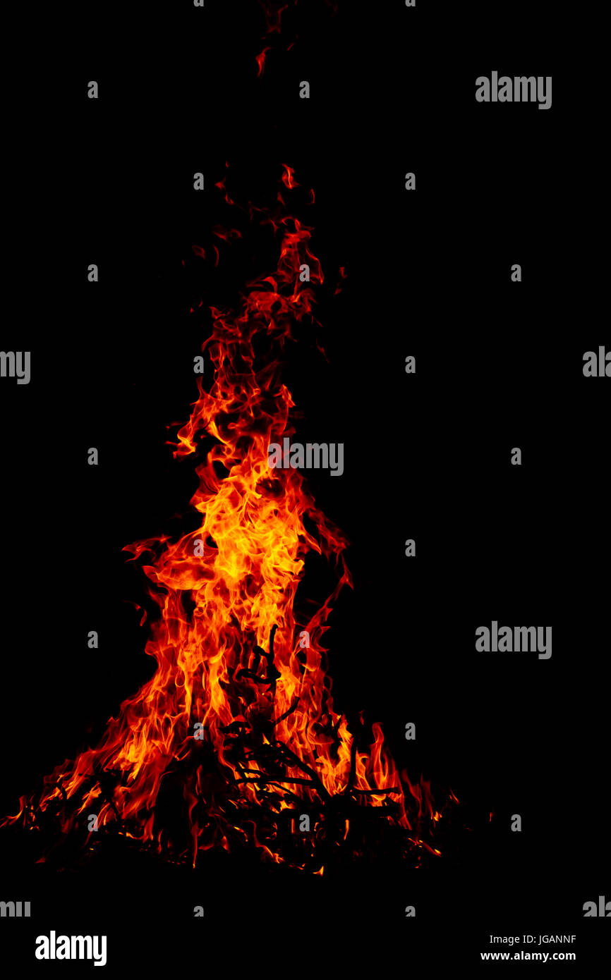 Beautifully colored fire burning with big flames Stock Photo - Alamy