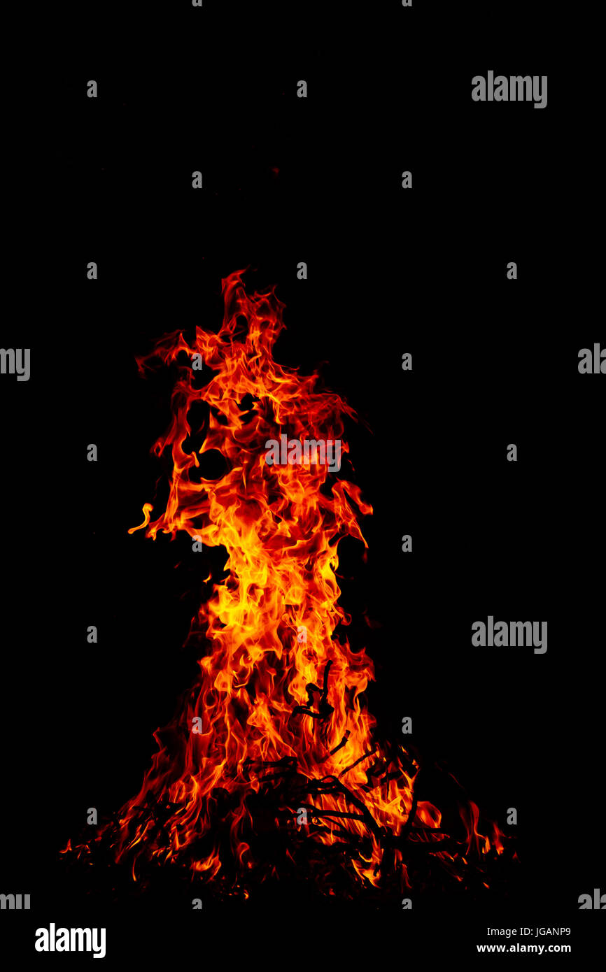 Beautifully colored fire burning with big flames Stock Photo - Alamy