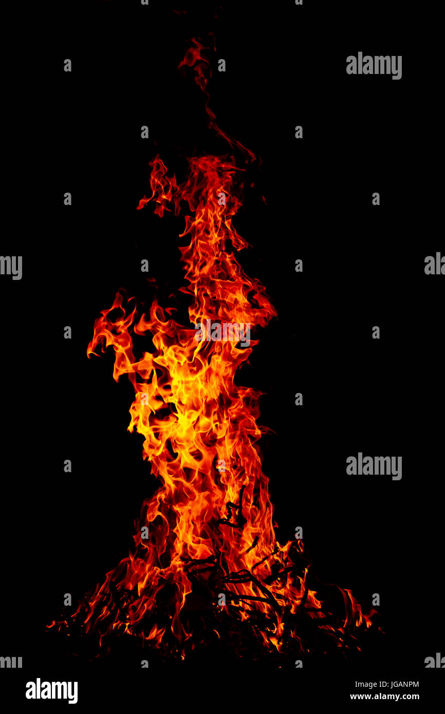 Beautifully colored fire burning with big flames Stock Photo - Alamy