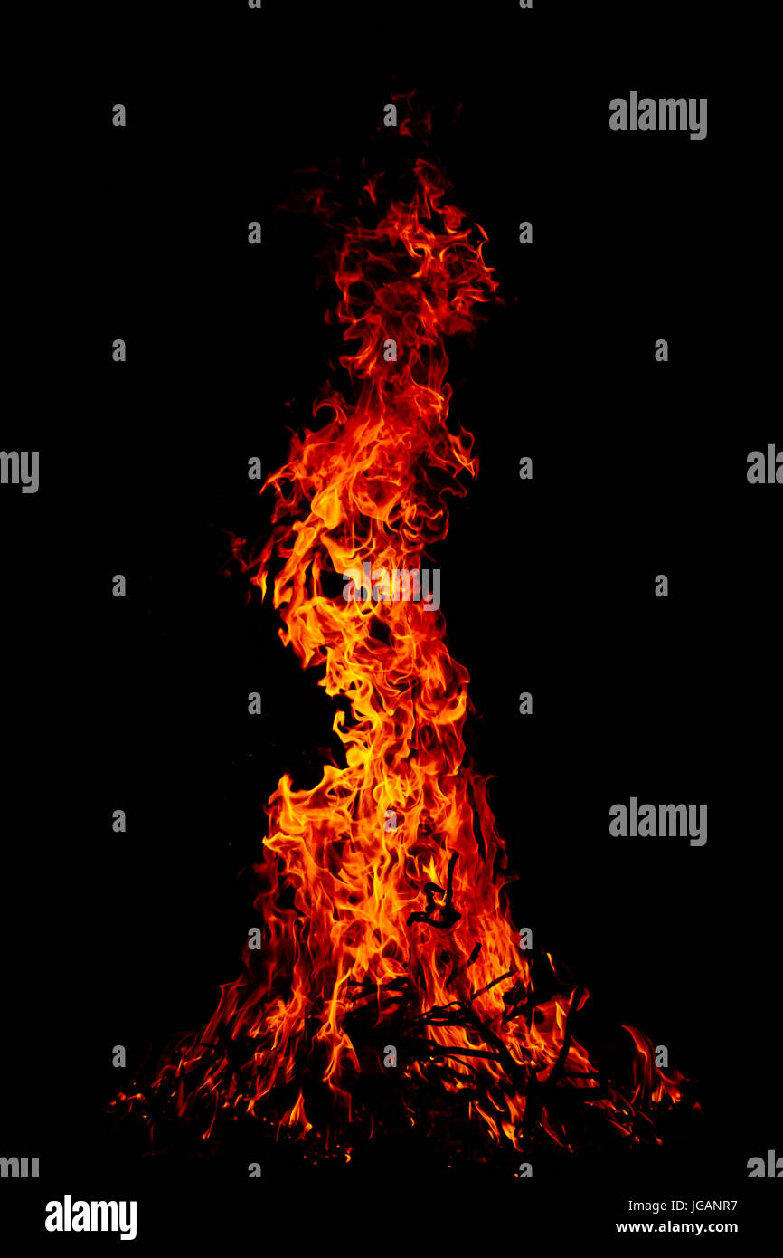 Beautifully colored fire burning with big flames Stock Photo - Alamy
