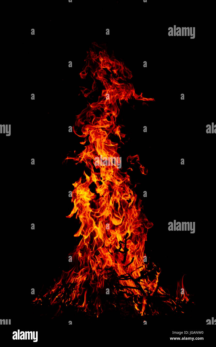 Beautifully colored fire burning with big flames Stock Photo - Alamy