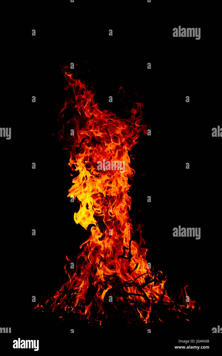 Beautifully colored fire burning with big flames Stock Photo - Alamy