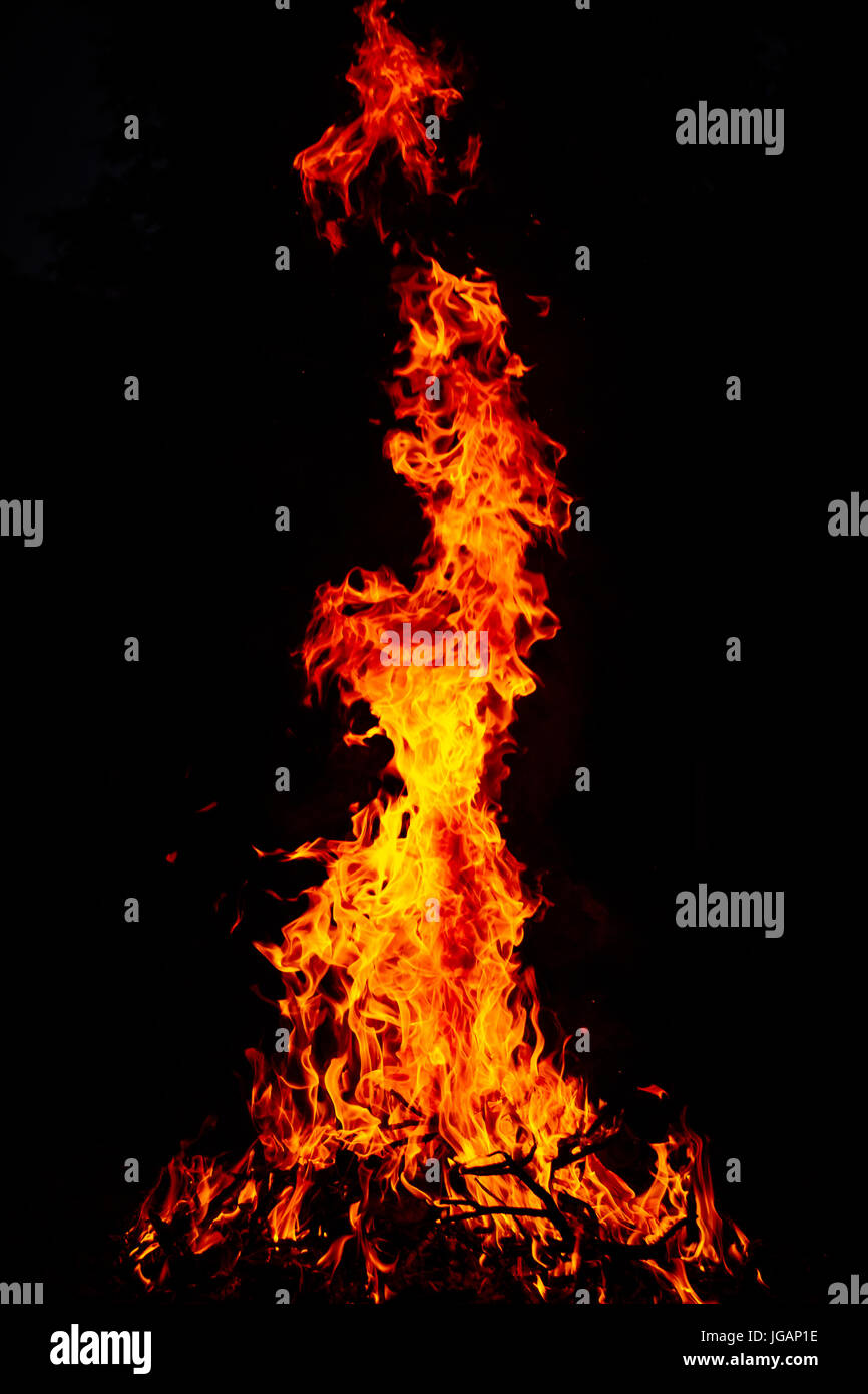 Beautifully colored fire burning with big flames Stock Photo - Alamy