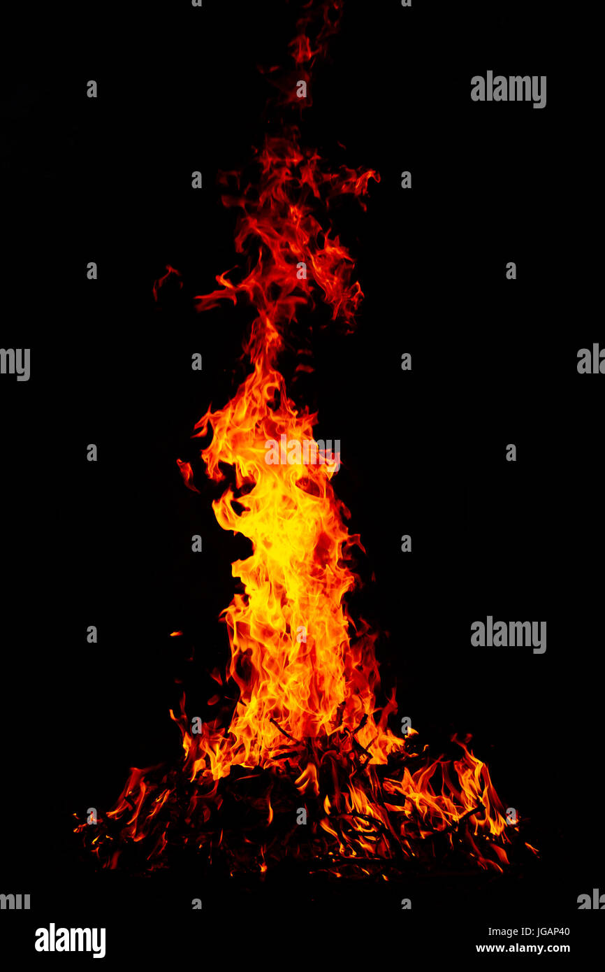 Beautifully colored fire burning with big flames Stock Photo - Alamy