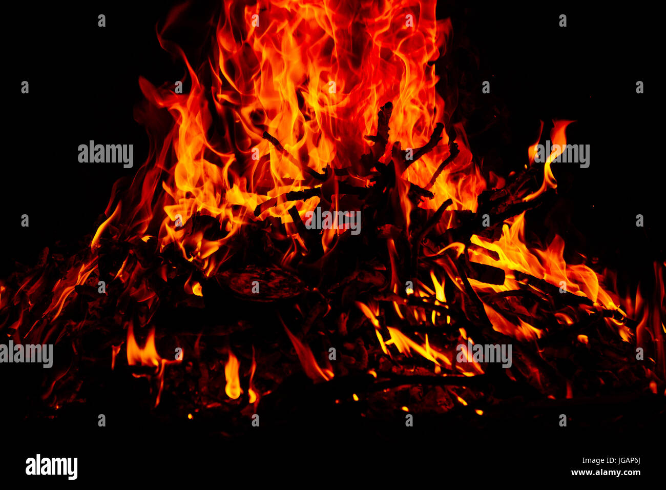 Beautifully colored fire burning with big flames Stock Photo - Alamy