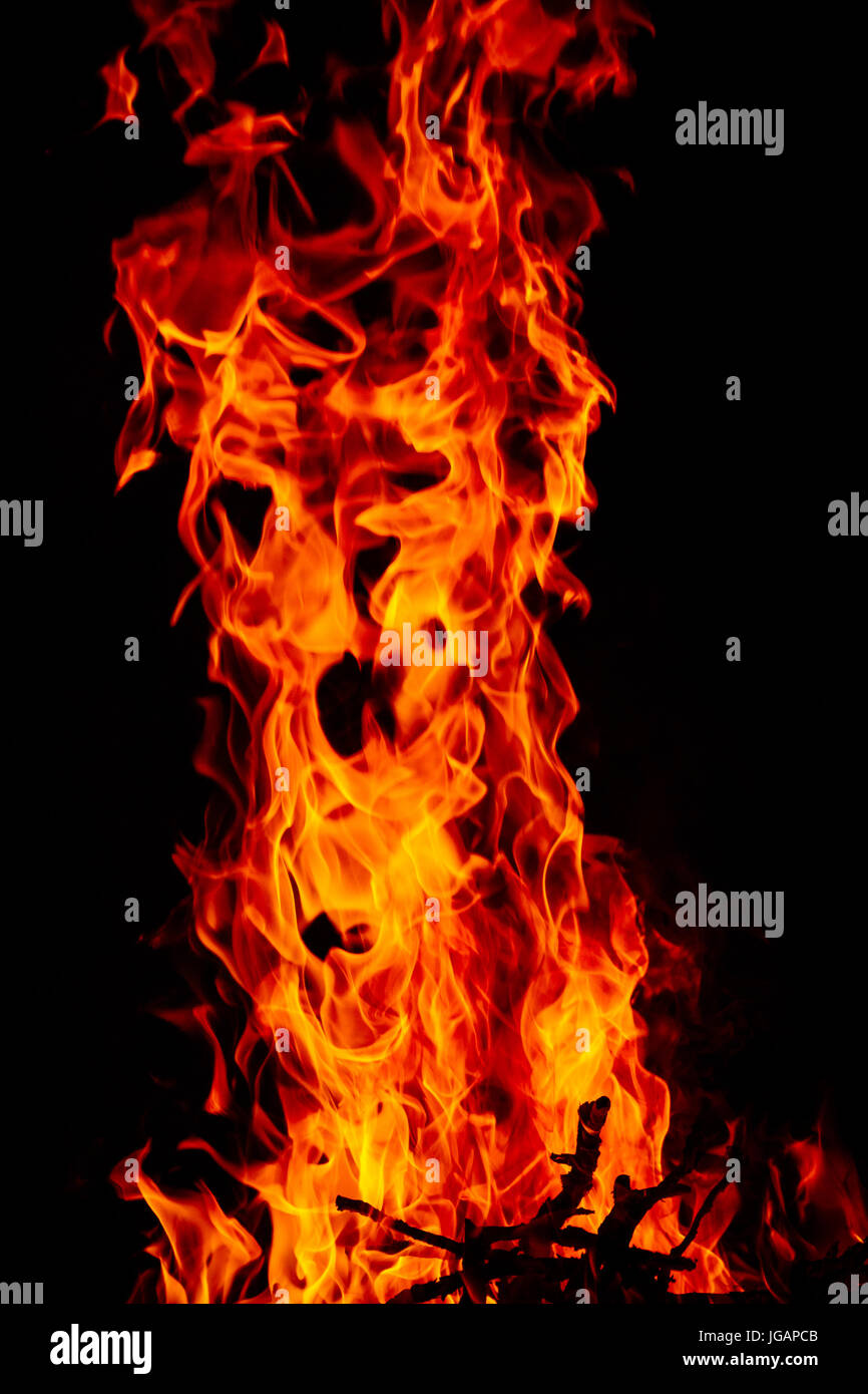 Beautifully colored fire burning with big flames Stock Photo - Alamy
