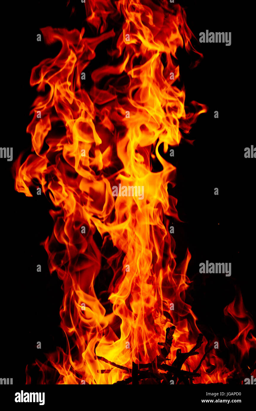 Beautifully colored fire burning with big flames Stock Photo - Alamy