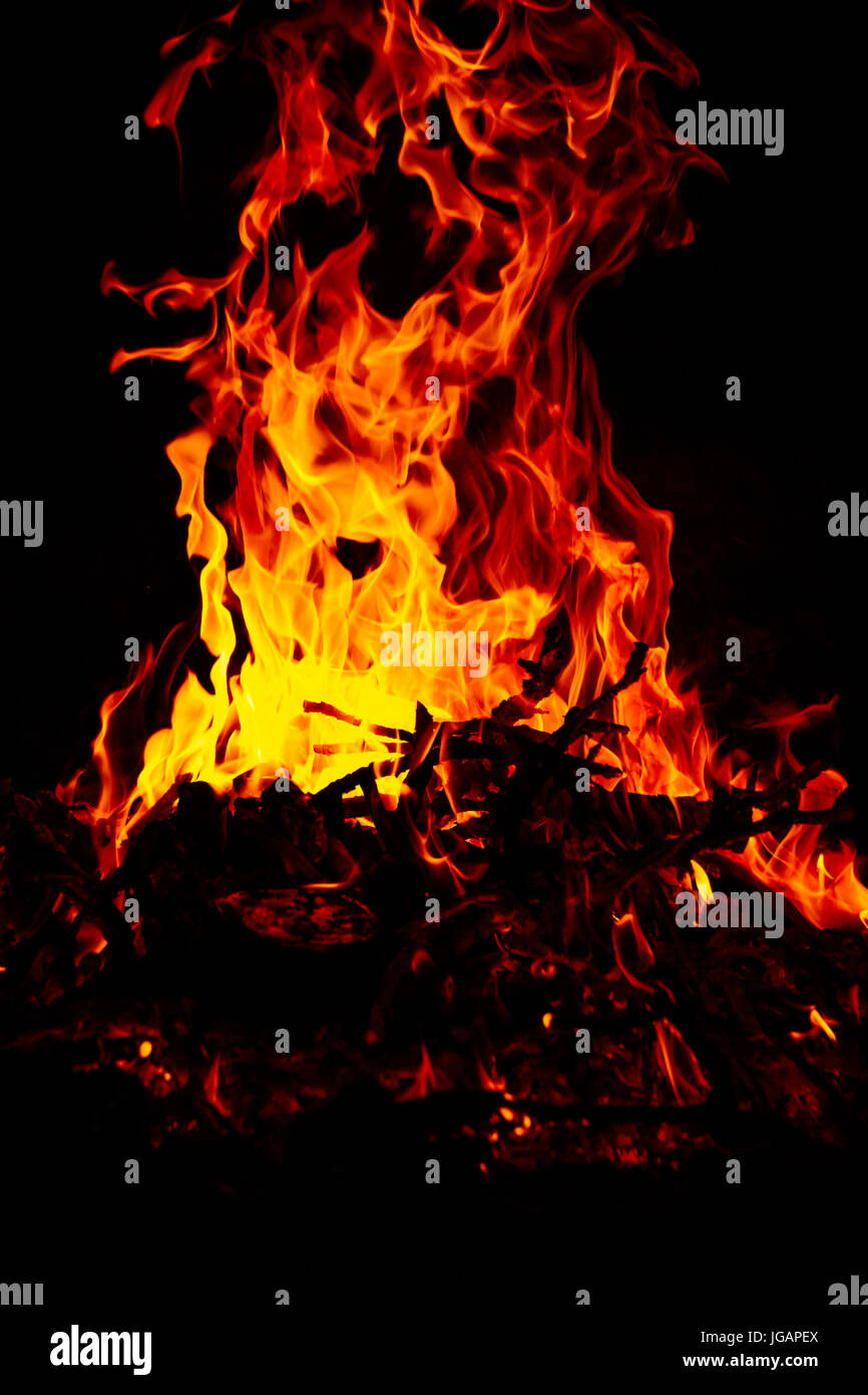 Beautifully colored fire burning with big flames Stock Photo - Alamy