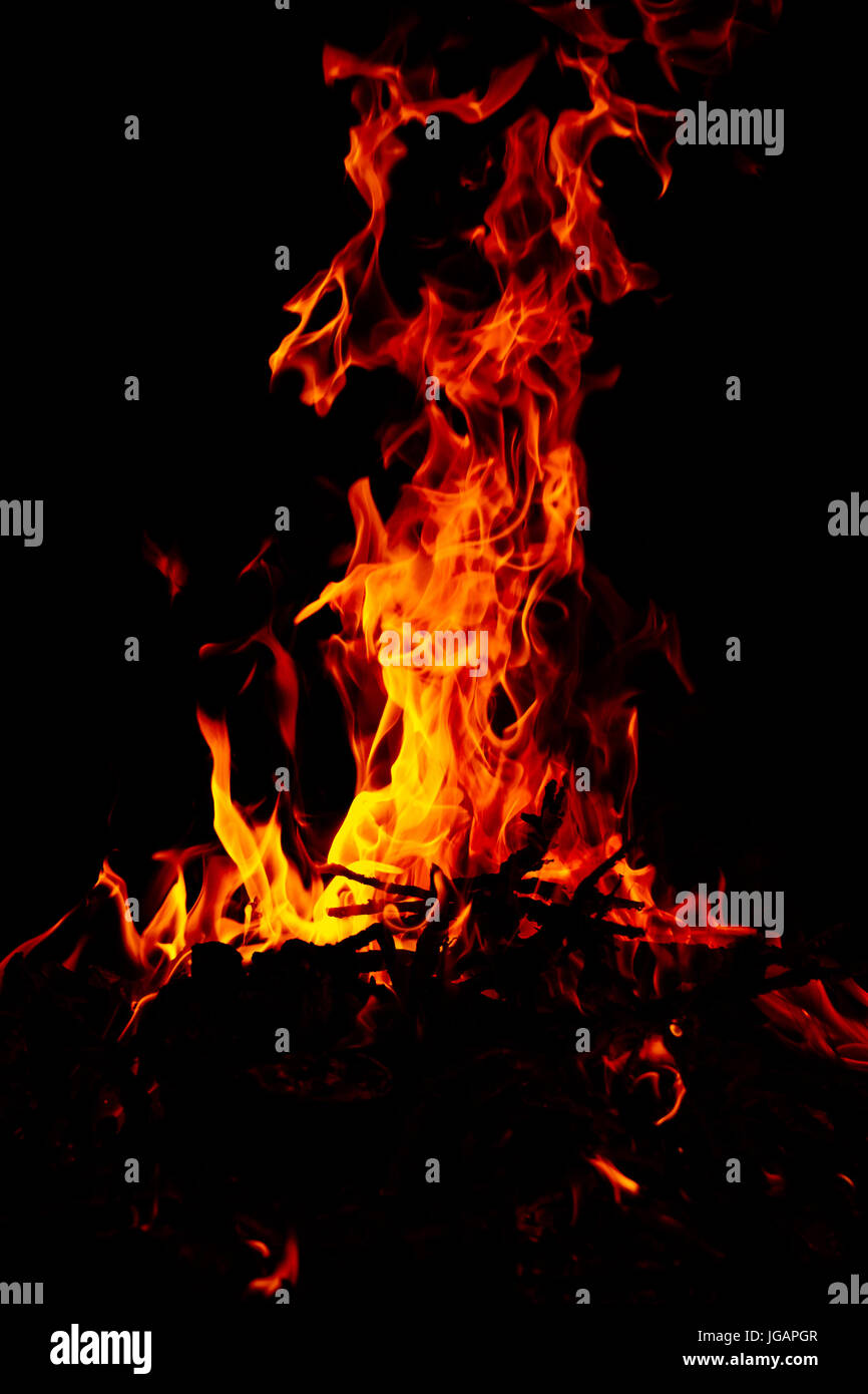 Beautifully colored fire burning with big flames Stock Photo - Alamy