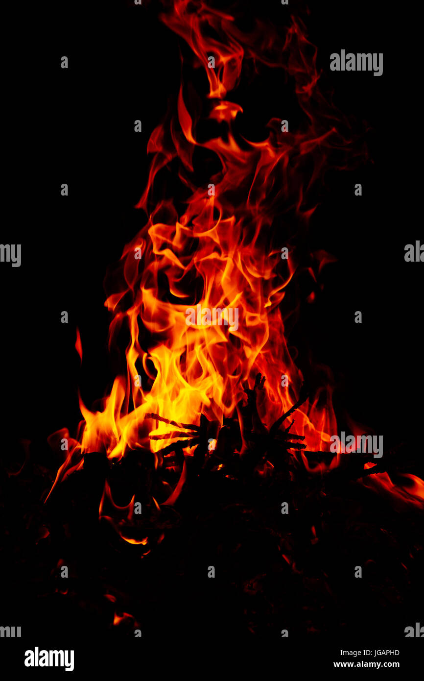 Beautifully colored fire burning with big flames Stock Photo - Alamy