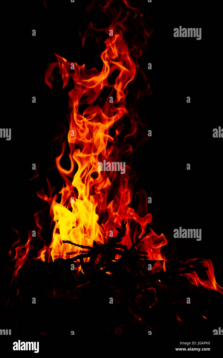 Beautifully colored fire burning with big flames Stock Photo - Alamy