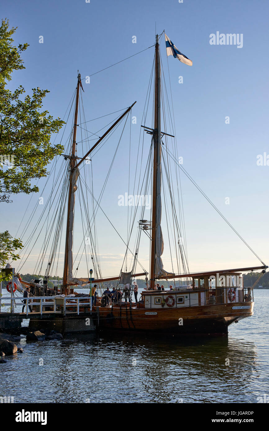 Astrid (Finland) TS 488 Gaff Ketch wooden sailing boat 1947 - moored at ...