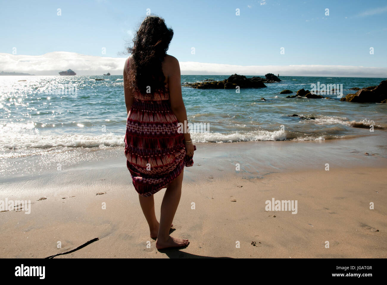 Caleta Abarca Beach - Vina Del Mar - Chile Stock Photo - Alamy