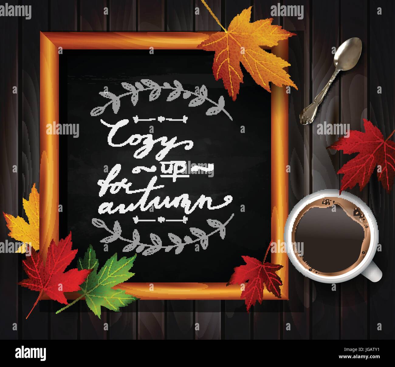 Chalkboard with autumn leaves Stock Vector Image & Art - Alamy
