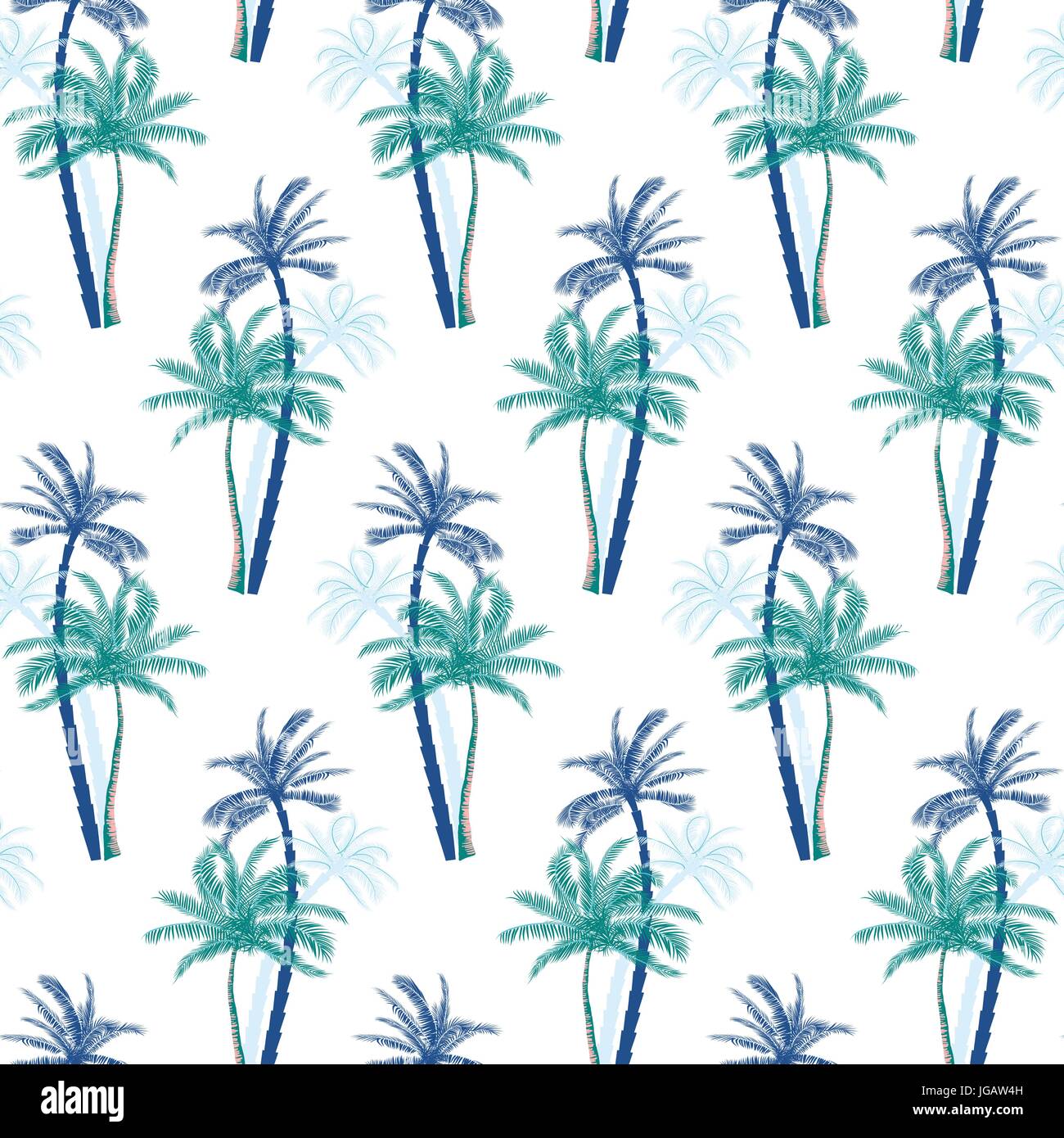 Vector Beautiful exotic tropical summer pattern with palm trees Stock ...